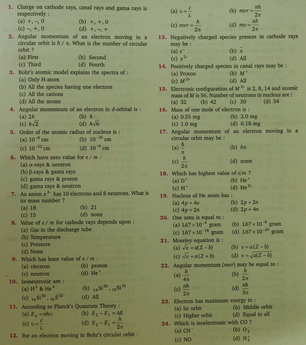 Atomic Structures-MCQs ALL ABOUT CHEMISTRY