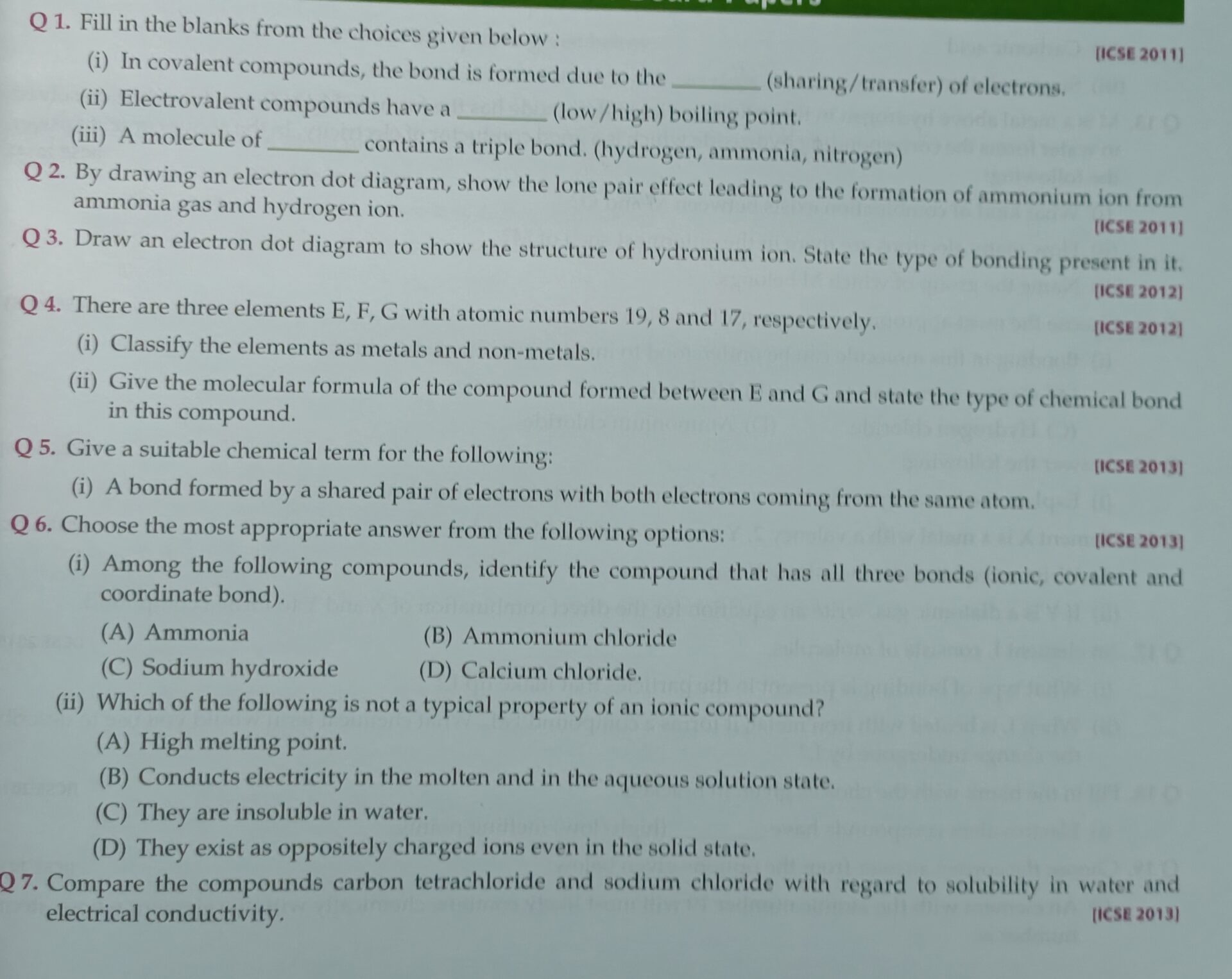Chemical Bonding-Class 10-Practice Set ALL ABOUT CHEMISTRY
