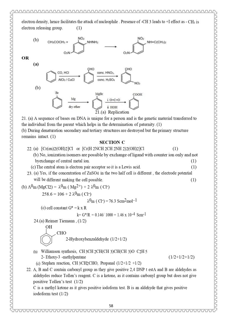 CHEMISTRY CLASS-12SAMPLE PAPER-5 MARKING SCHEME ALL ABOUT CHEMISTRY