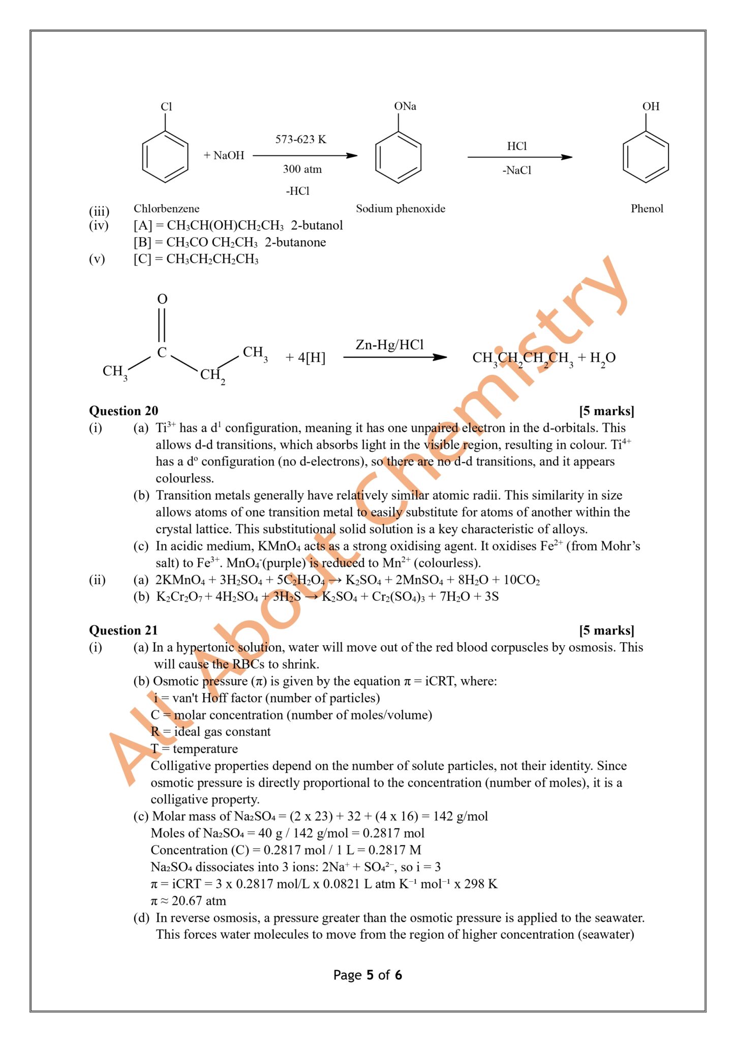ISC CHEMISTRY 2025 ANSWER KEY ALL ABOUT CHEMISTRY