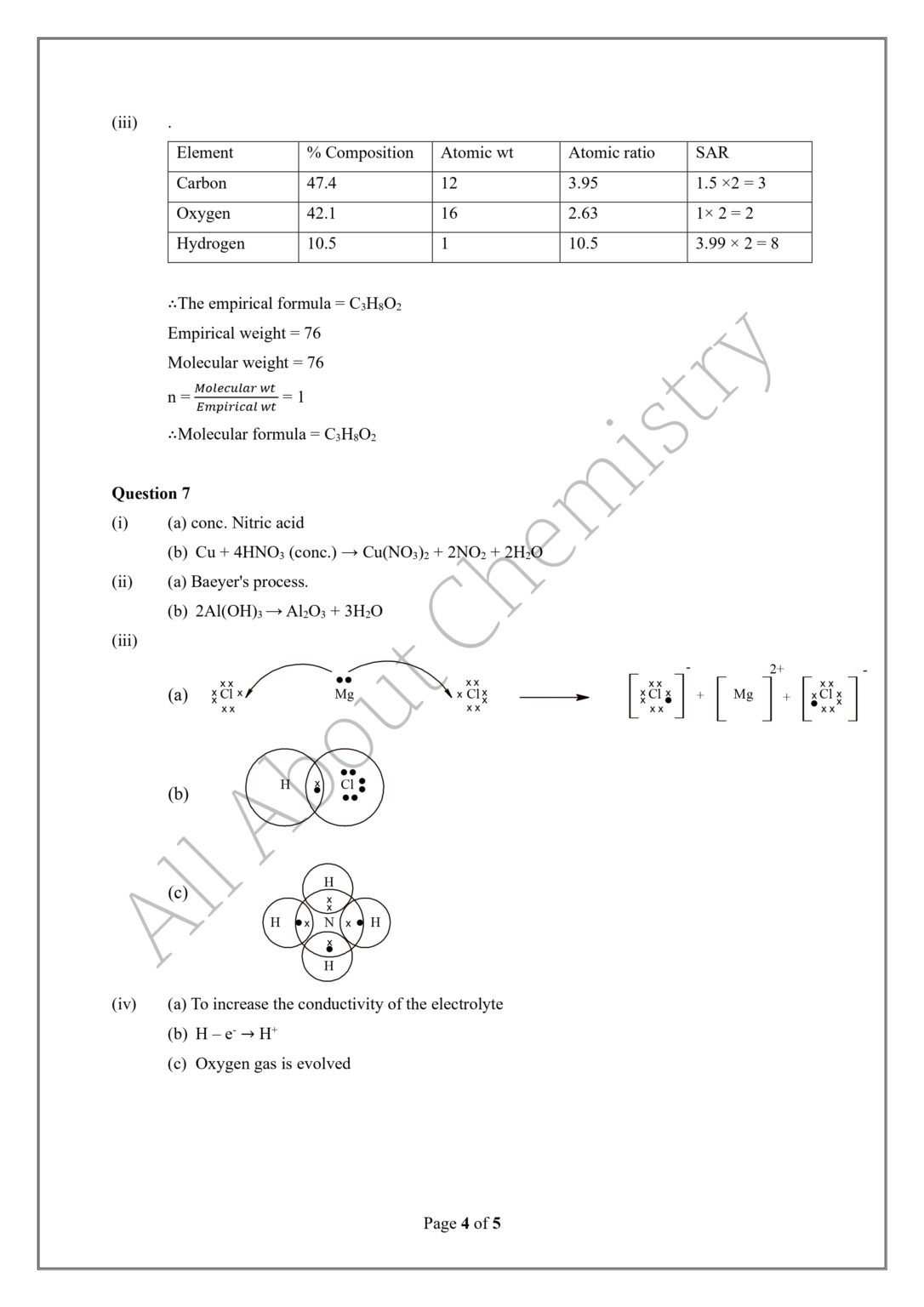 ICSE CHEMISTRY 2025 ANSWER KEY ALL ABOUT CHEMISTRY