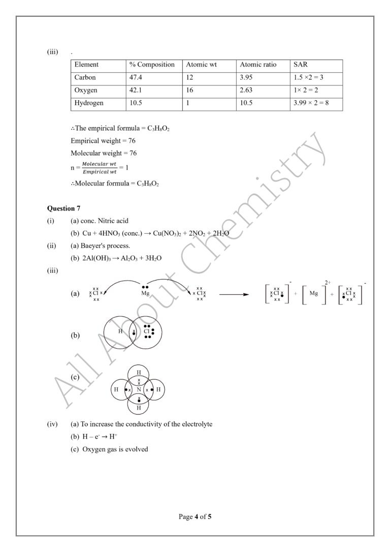 ICSE CHEMISTRY 2025 ANSWER KEY ALL ABOUT CHEMISTRY
