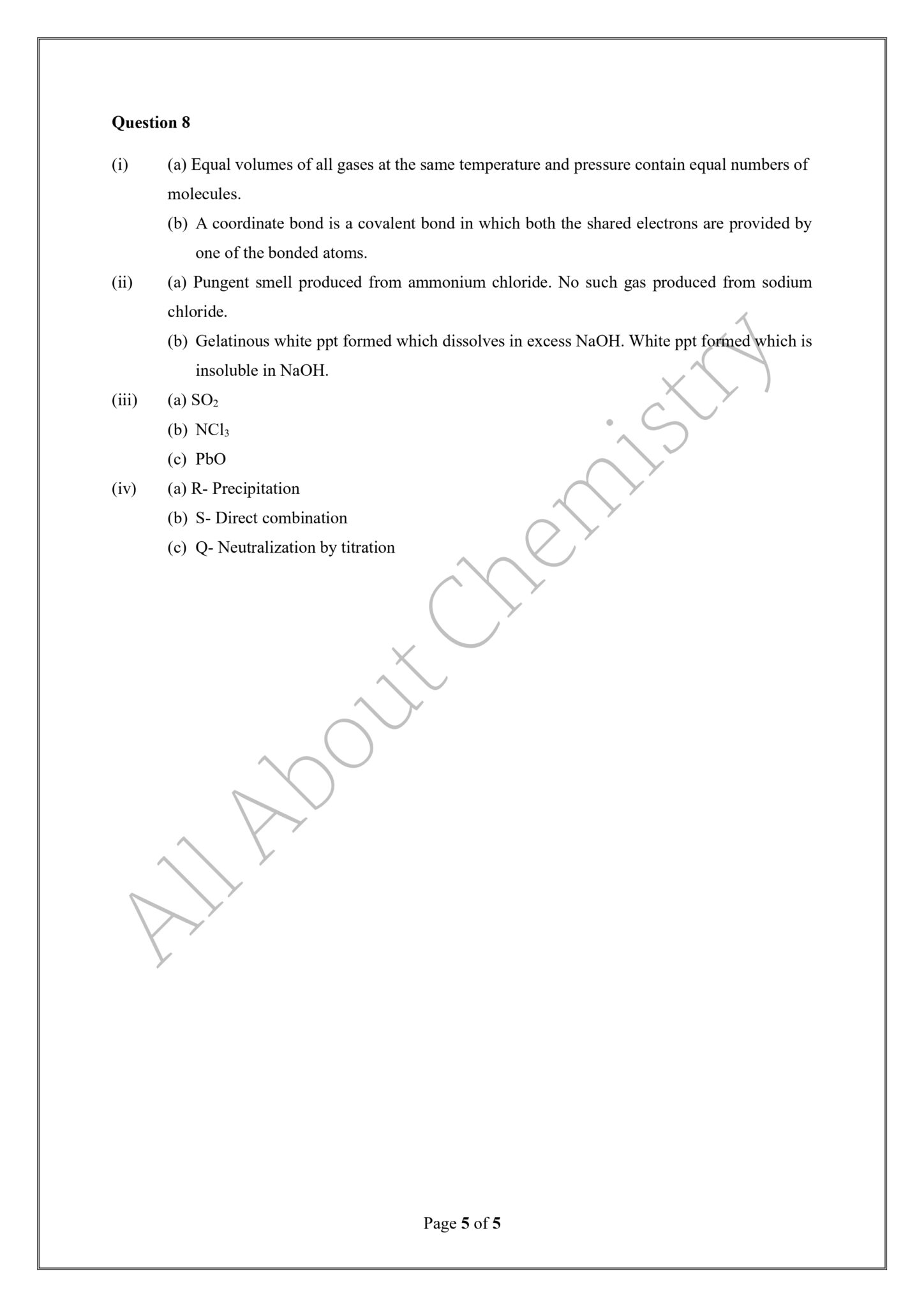 ICSE CHEMISTRY 2025 ANSWER KEY ALL ABOUT CHEMISTRY