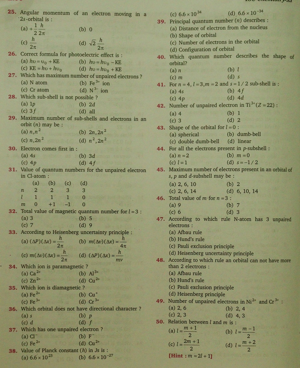 Atomic Structures-MCQs - All About Chemistry